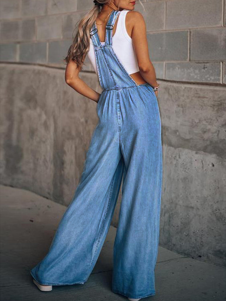 Wide Leg Denim Overalls – Moda Factory